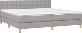 Box spring postel s matrací a LED světle šedá 200x200 cm textil 3134061