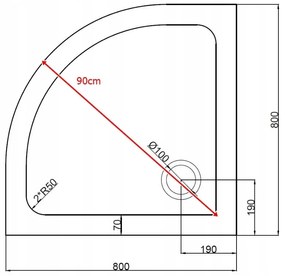 BPS-koupelny Čtvrtkruhový sprchový kout HYD-RK101B 90x90 cm chrom/transparent + vanička HYD-RSV-ST01B bílá