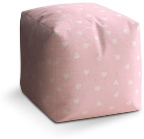 Sablio Taburet Cube Růžová srdíčka: 40x40x40 cm