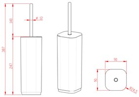 Aqualine, SEVENTY WC kartáč na postavení, tortoru, 633452