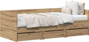 Daybed se zásuvkou Artisanový dub 90 x 190 cm Kompozitní dřevo 3333997
