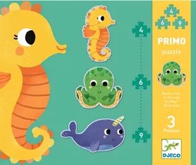 DJECO Puzzle V moři 3v1 / 4, 6, 9 dílků / od 2 let