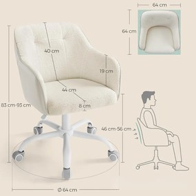 Kancelářská židle SABINA, max. 110 kg, bílá/béžová SongmicsHome