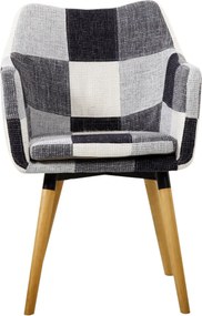 Křeslo, bílá / černá vzor patchwork / buk, Landor