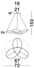 LED lustr Fusion 72 bílé