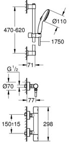GROHE 34856000 - Termostatická sprchová baterie PRECISION GET 600 mm chrom