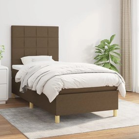 Box spring postel s matrací tmavě hnědá 80x200 cm textil,  3142292