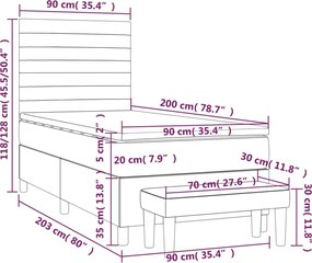 vidaXL Box spring postel s matrací 90x200 cm textil [3137206] Barva: světle šedá