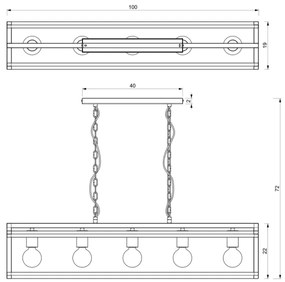 Lustr na řetězu ARNOLD 5xE27/60W/230V černá