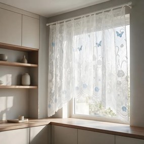 Hotová žakarová oblouková záclona bílá motýl 180x320 Ervi 7514