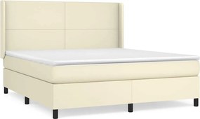 Box spring postel s matrací krémová 160x200 cm umělá kůže 3132389