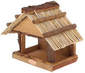 Krmítko pro ptáky Wood, 22,5x27,5x17,5 cm, dřevo, hnědá