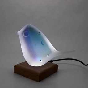 Skleněná lampa - ptáček, AQUA - modrá a tyrkysová, 12 cm | České sklo od Artcristal Bohemia