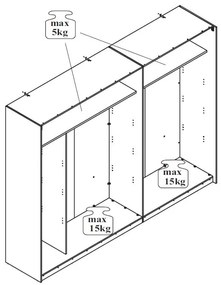 Šatní skříň Cordoba 270 cm, dub artisan/grafit