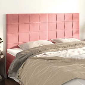 Čelo postele růžové 200x5x118/128 cm sametové 3116403