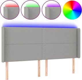 Čelo postele s LED světle šedé 183x16x118/128 cm textil 3123922