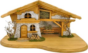 AMADEA Dřevěný osvětlený betlém BEZ FIGUREK 54 cm