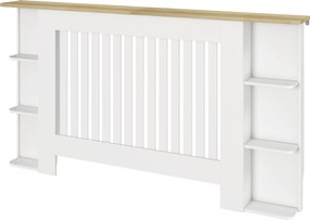 HOMCOM kryt radiátoru s policemi, kryt radiátoru z MDF, moderní lamelový design pro obývací pokoj a ložnici, 152 x 19 x 83 cm, bílá