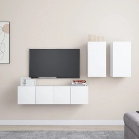 4dílný set TV skříněk bílý kompozitní dřevo 3078685