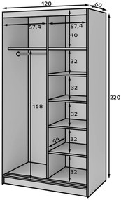 Šatní skříň s posuvnými dveřmi Esville - 120 cm