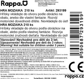 RAPPA Barevná mozaika s hříbky 210 ks / Mozaika / 6 barev / Vkládací p