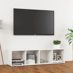 vidaXL TV stolek bílý s vysokým leskem 142,5x35x36,5 cm dřevotříska