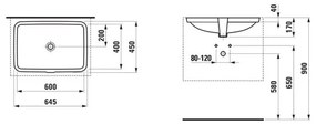 Laufen Pro S Zápustné umyvadlo 64,5 x 45 cm, bílá H8119690001091