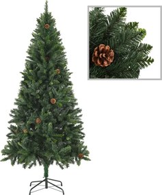 vidaXL Umělý vánoční stromek LED osvětlení sada koulí a šišky 210 cm [3077798] Barva: white and rose