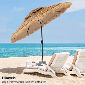 Costway Slunečník Hawaii slaměný 270 cm s LED solárním osvětlením a dvojitou