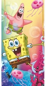 CARBOTEX - Dětská plážová bavlněná osuška Spongebob a Patrik / 70 x 140 cm