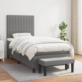 Box spring postel s matrací tmavě šedá 80 x 200 cm textil,  3136710