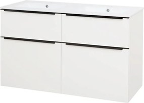 Mereo Mereo, Mailo, koupelnová skříňka s keramickým umyvadlem 121 cm, černé madlo, CN513B