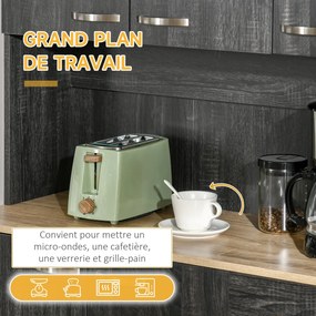 HOMCOM Moderní kuchyňská komoda s bufetem, 6 dveří, 1 zásuvka + Velký pracovní stůl 101L x 39W x 180H cm, černé dřevo