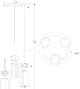 Lustr na lanku MOLLY 3xE14/40W/230V pr. 38 cm pestrobarevná