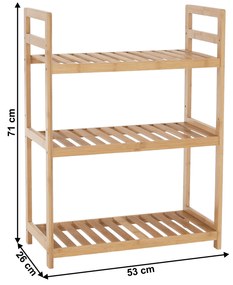 Kondela 3-policový regál, přírodní bambus, FIORE TYP 1