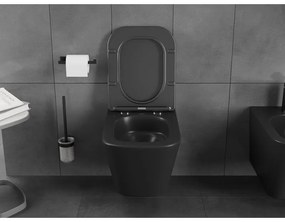Mexen Teo, závěsná WC mísa 510x345x340 mm, Rimless Tornádo + WC sedátko z duroplastu, černá matná, 30850685T