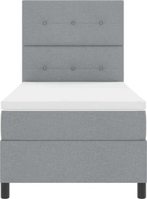 Postel s boxspringem s čelo Světle šedá 90 x 200 cm textil 3339357