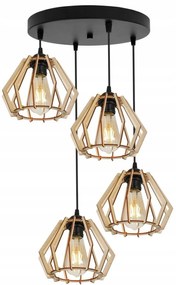 Závěsné svítidlo Timber, 4x dřevěné stínítko,