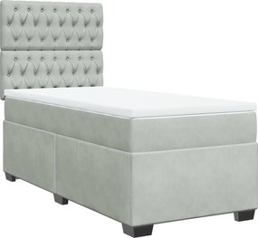 Box spring postel s matrací světle šedá 100x200 cm samet 3293140