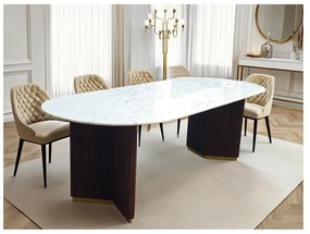 Massive home | Oválný jídelní stůl GATSBY 240 cm, mangovníkový dřevěný rám/ mramorová deska bílá