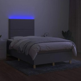 Box spring postel s matrací a LED světle šedá 120x200 cm textil 3135341