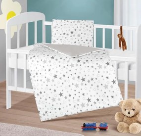 Bellatex Peřinka a polštářek pro kojence 75x100 cm , 42x32 cm Hvězda  šedá, bílá