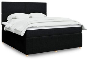 Box spring postel s matrací černá 180x200 cm textil 3292130
