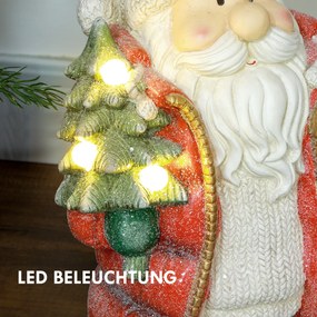 HOMCOM Figurína Santa Clause se stromkem a dárkem, 3 teplé bílé LED, na baterie, 50 cm