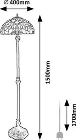 Brilagi - Tiffany vitrážová stojací lampa GARLAN 2xE27/60W/230V