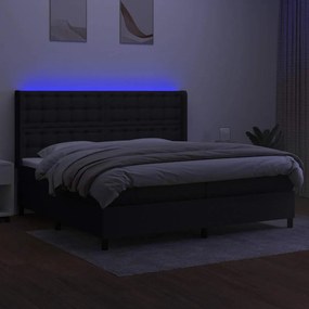 Box spring postel s matrací a LED černá 200x200 cm textil 3138663