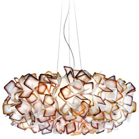 Slamp Clizia large, závěsné designové svítidlo z Opalflexu s oranžovým okrajem, 4x12W E27, prům. 78cm