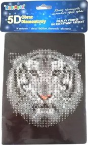 NORIMPEX Diamantové malování Bílý tygr / 15x20 cm / se stojánkem