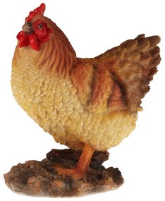 Zahradní figurka z polyresinu Chicken, 19 cm, hnědá