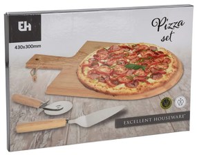 Prkénko na krájení pizzy Pizza Set, bambus, 43x30 cm